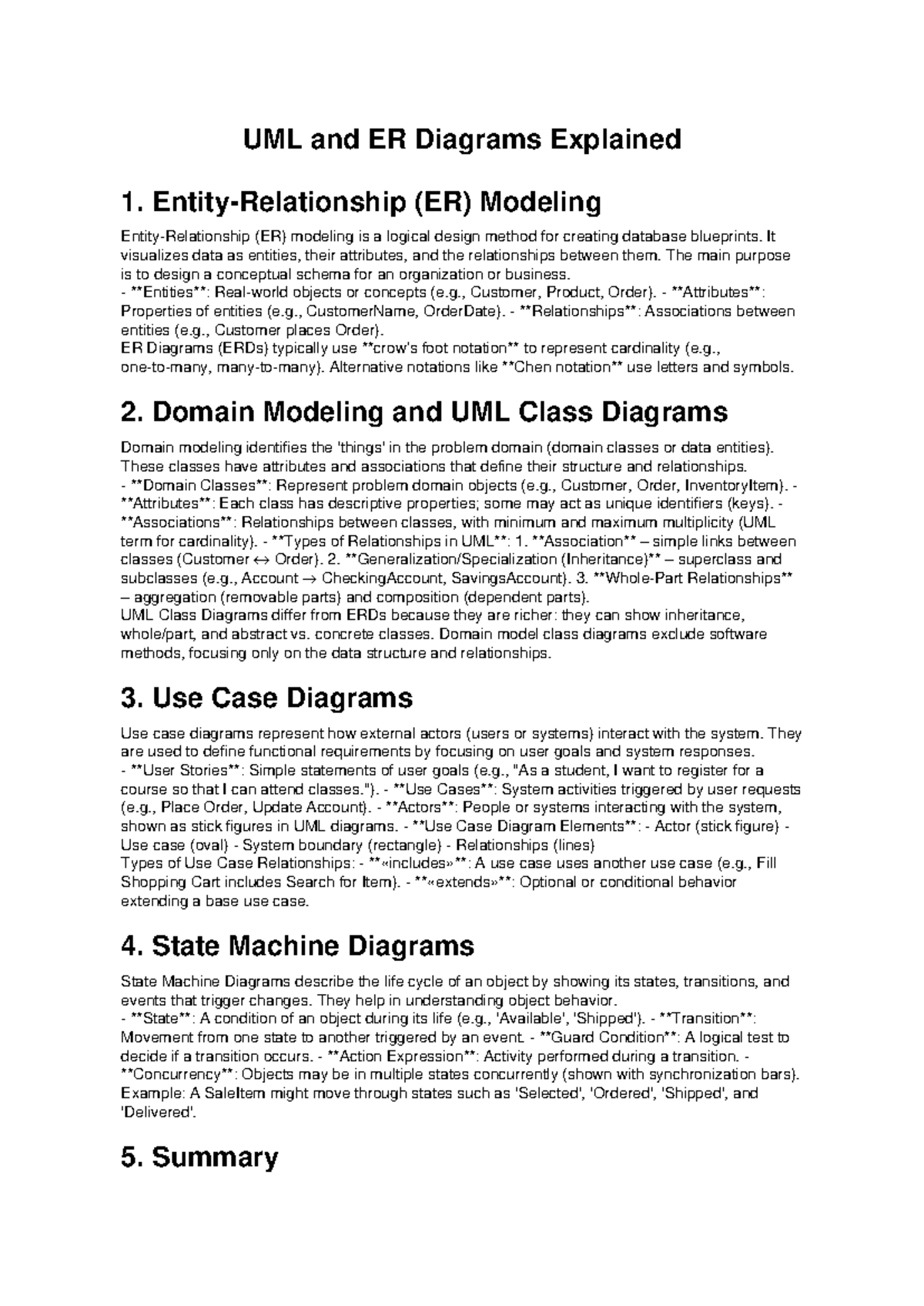 UML & ER Diagrams Overview: Concepts & Modeling Techniques - Studocu