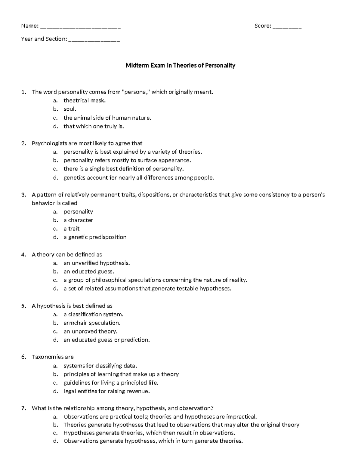41 copies Midterm Exam TOP for printing - Name ...