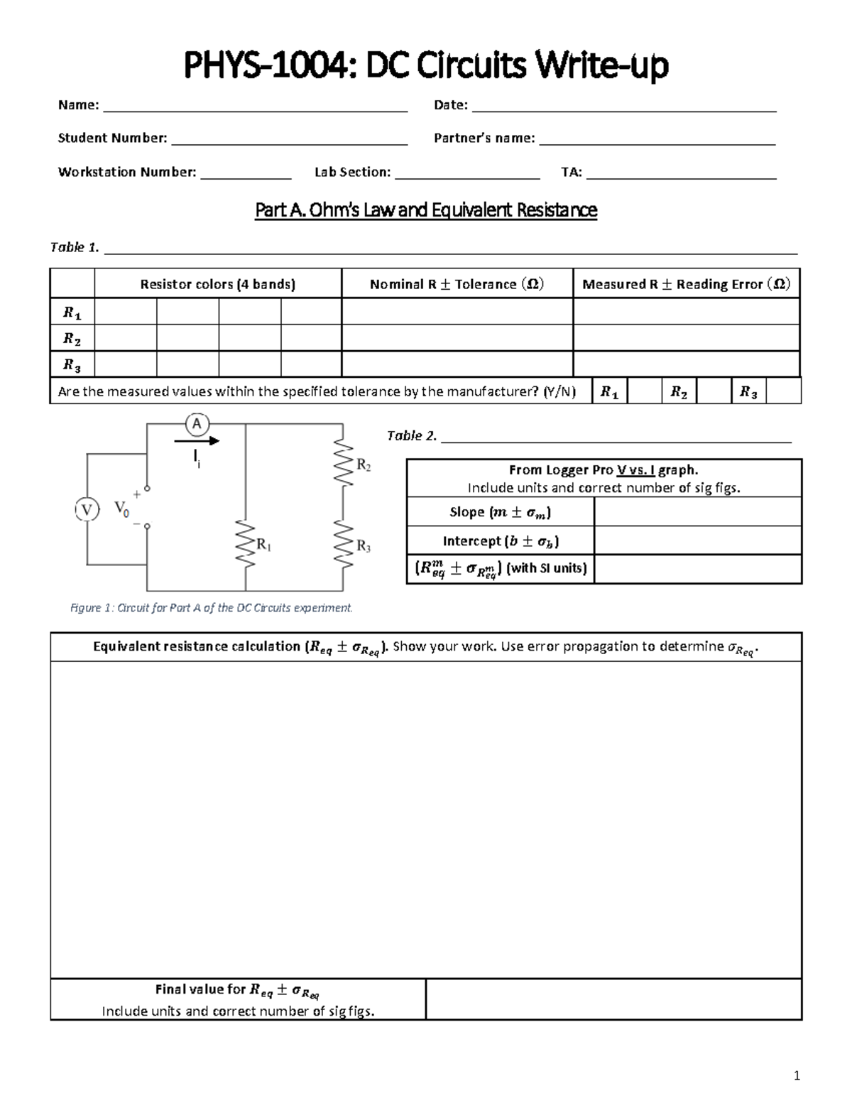 DC Circuits Lab Report - Experiment Write-Up - Studocu