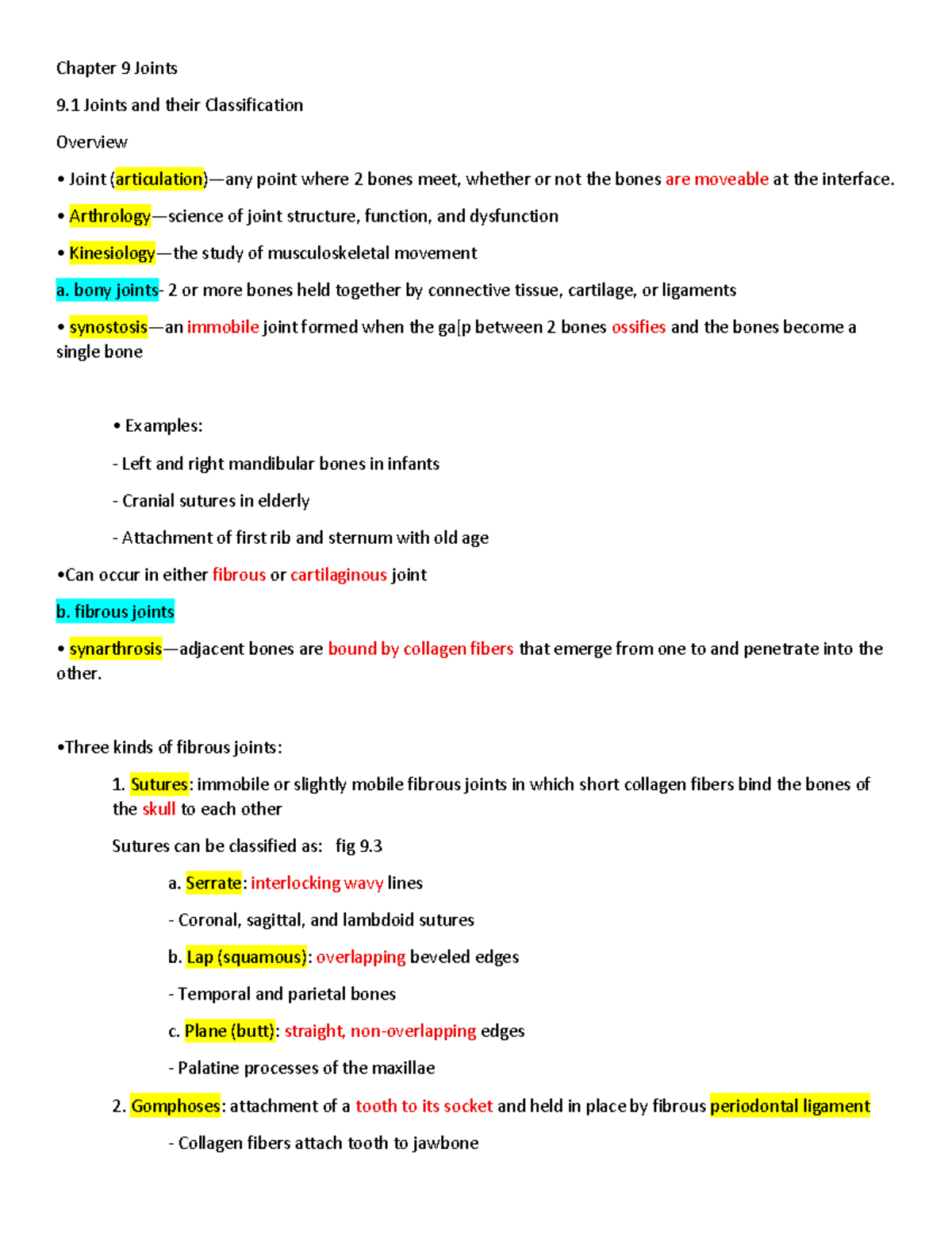 Chapter 9: Overview of Joints and Their Classifications - Studocu