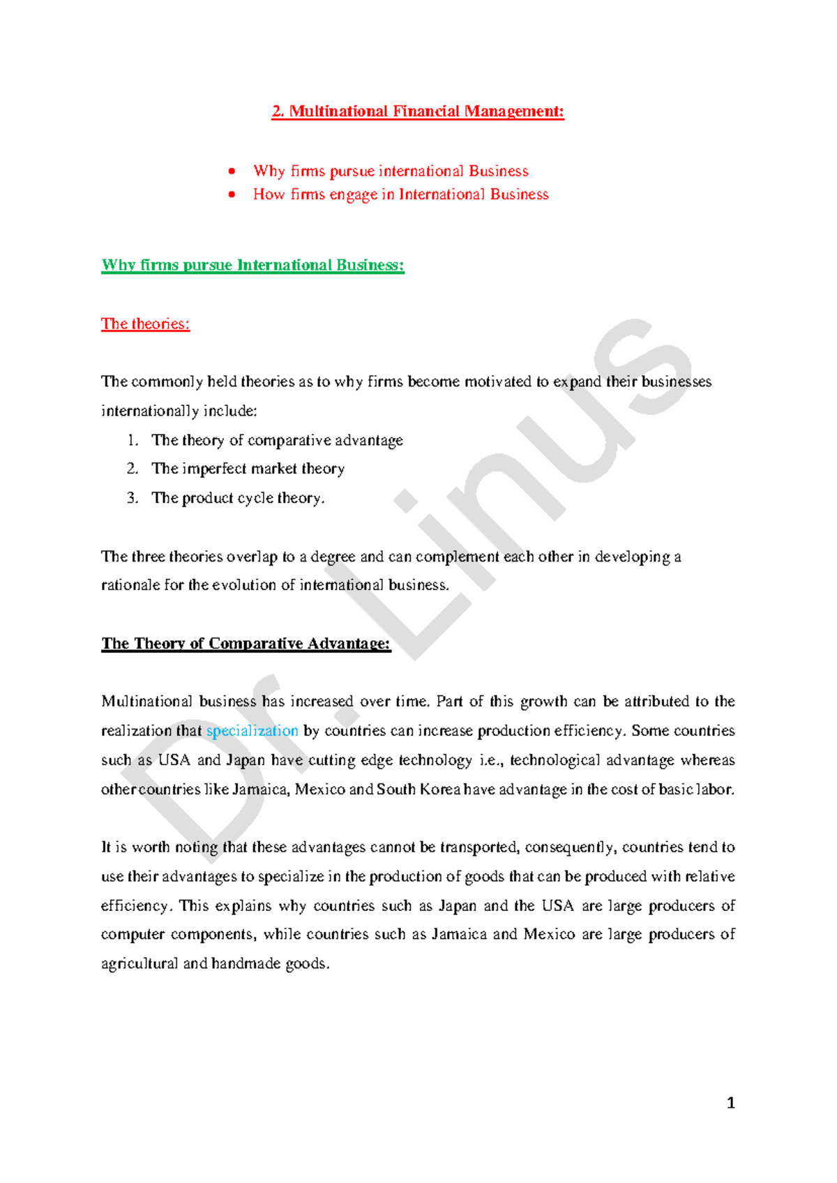 Lecture 2: Theories of Multinational Financial Management - Studocu