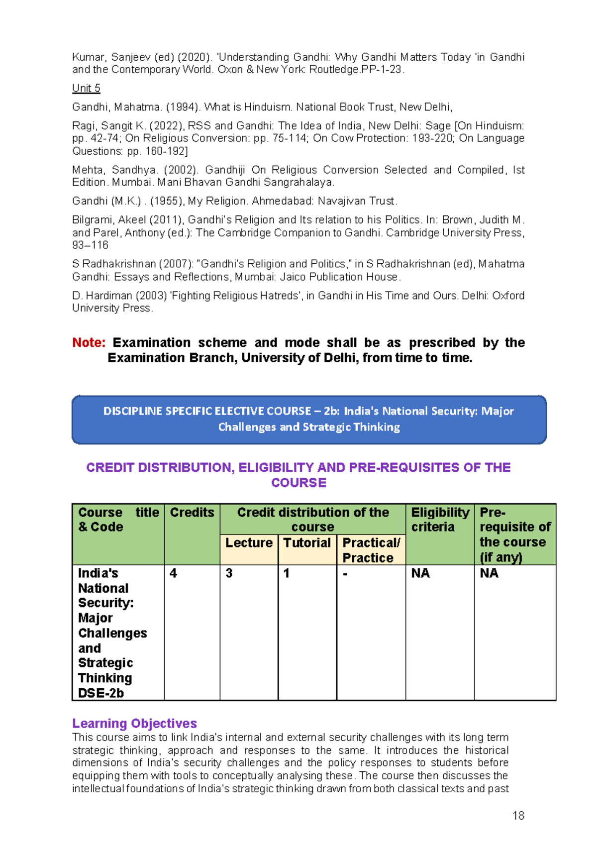 DSE-2b: Syllabus for India's National Security Challenges and ...