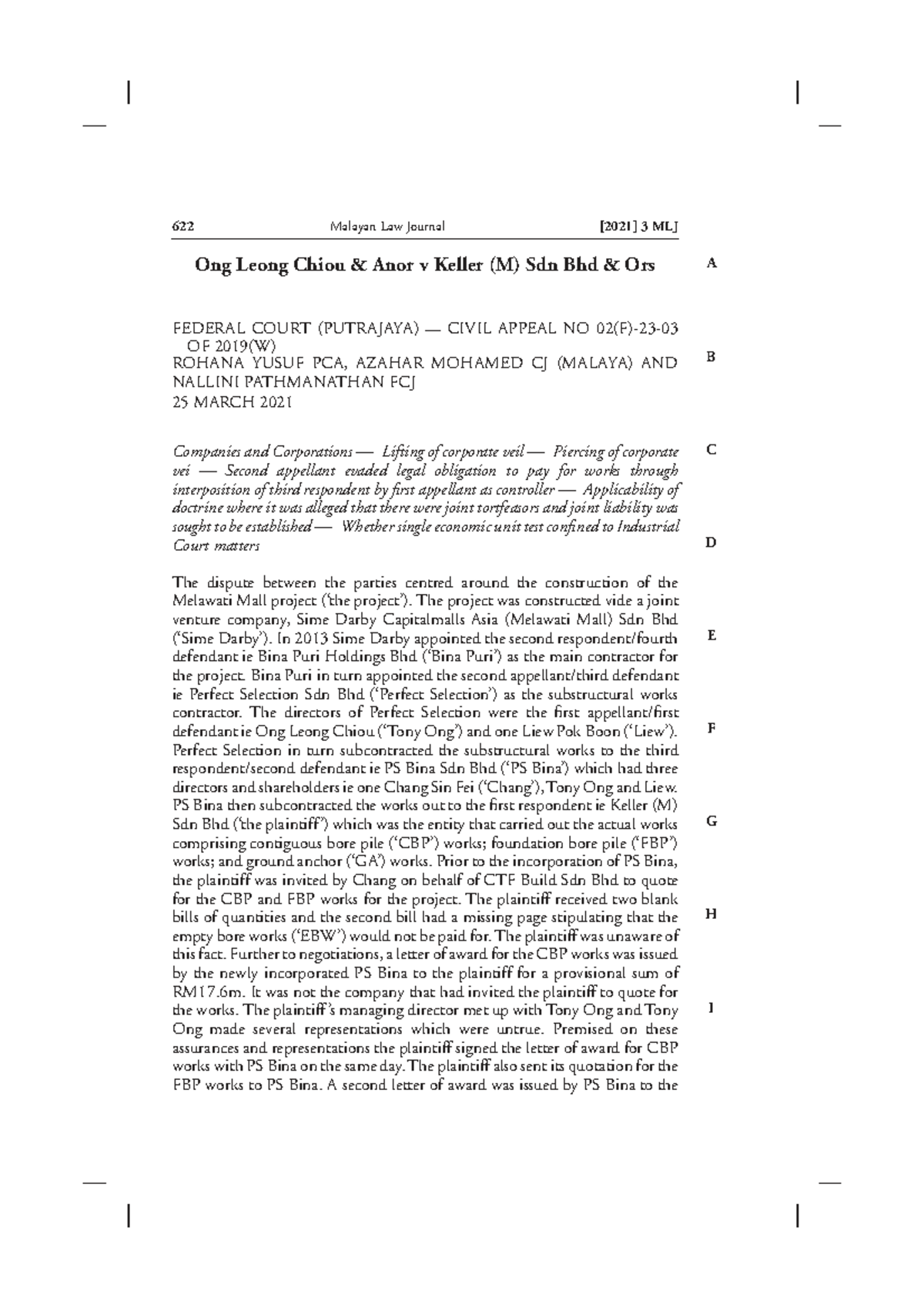 Ong Leong Chiou Anor v Keller (M) Sdn Bhd & Ors: Corporate Veil ...
