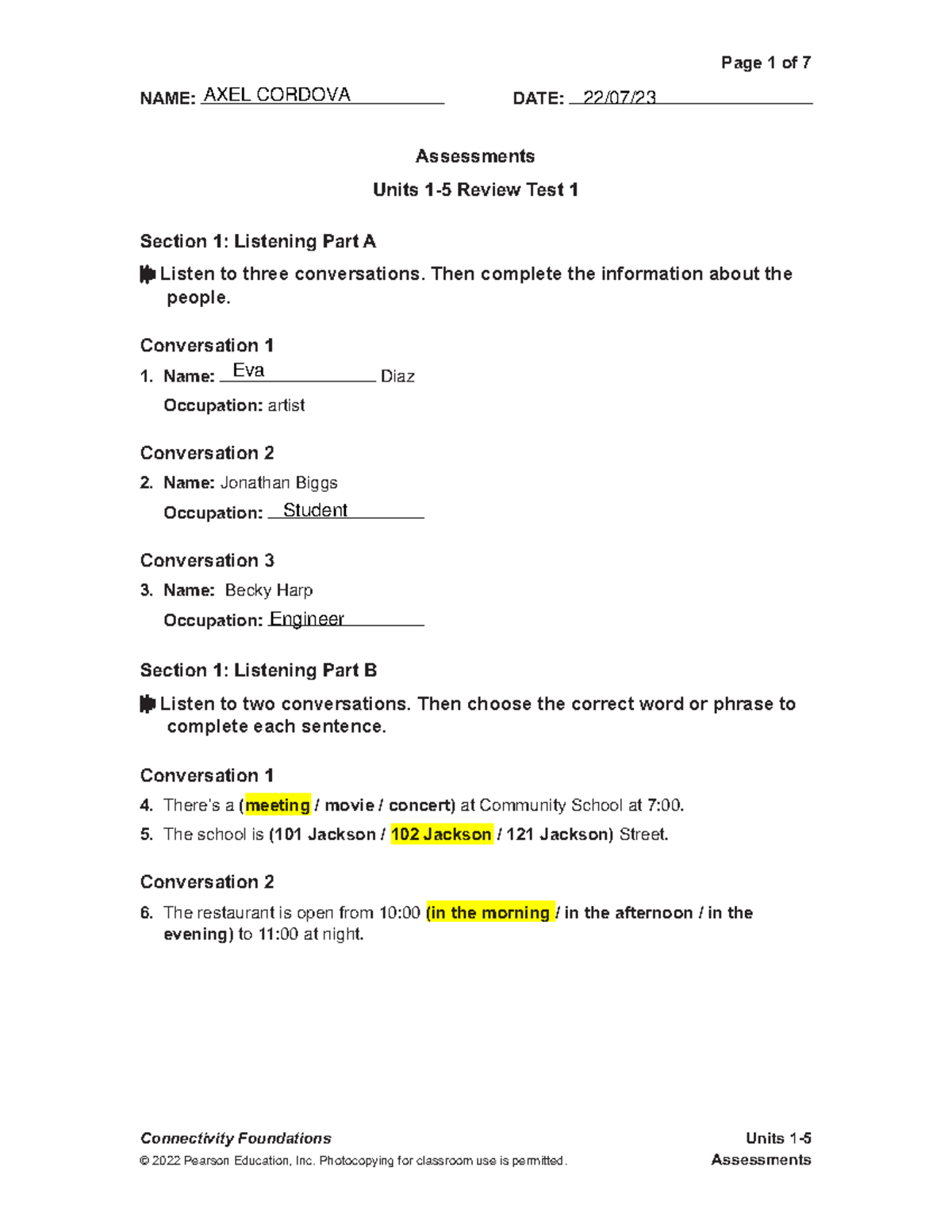 Listening Worksheet 1 - guía para practicar inglés - NAME: DATE ...