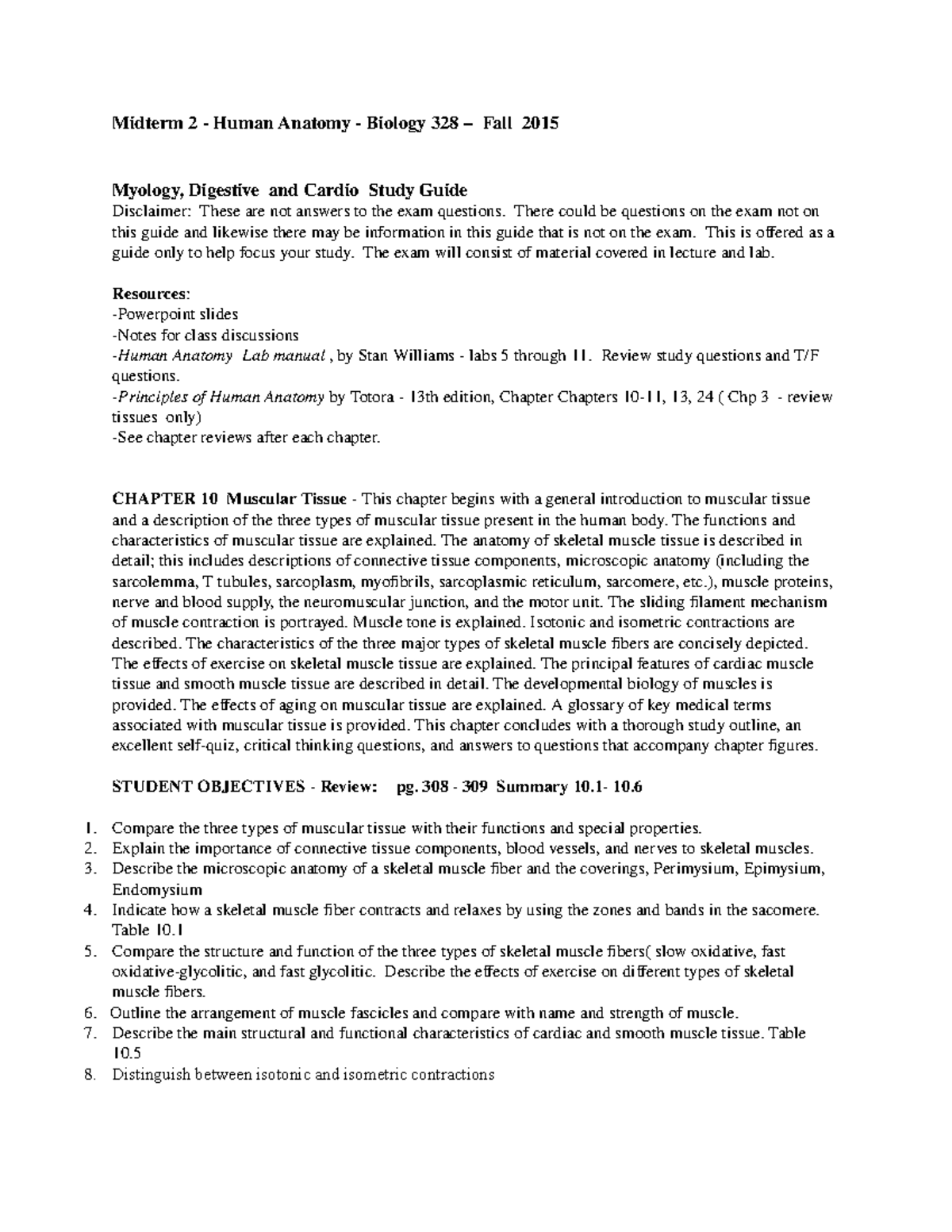 Midterm 2 FALL 2015 study guide -2 - Midterm 2 - Human Anatomy ...