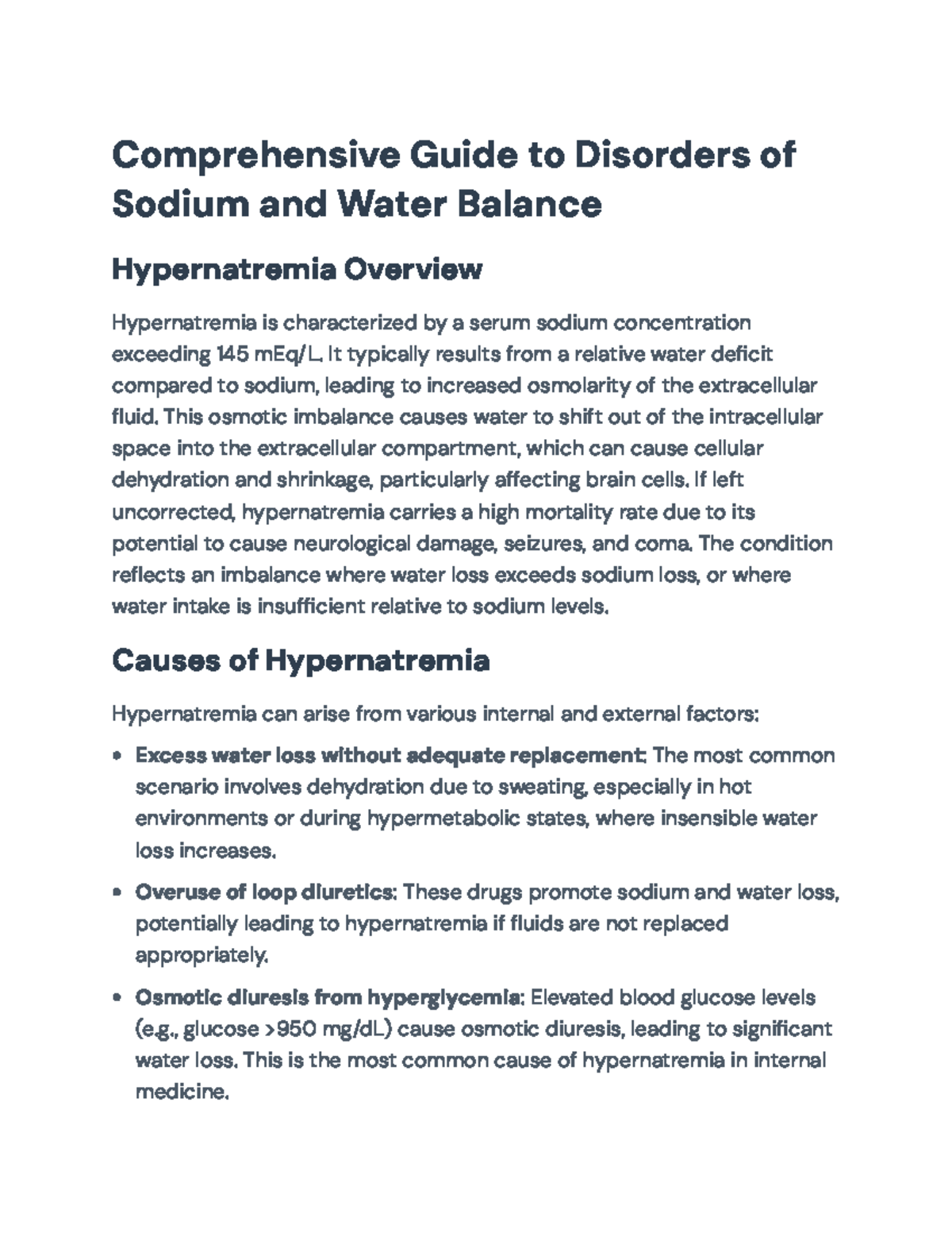 Comprehensive Overview of Sodium & Water Balance Disorders (MED 101 ...