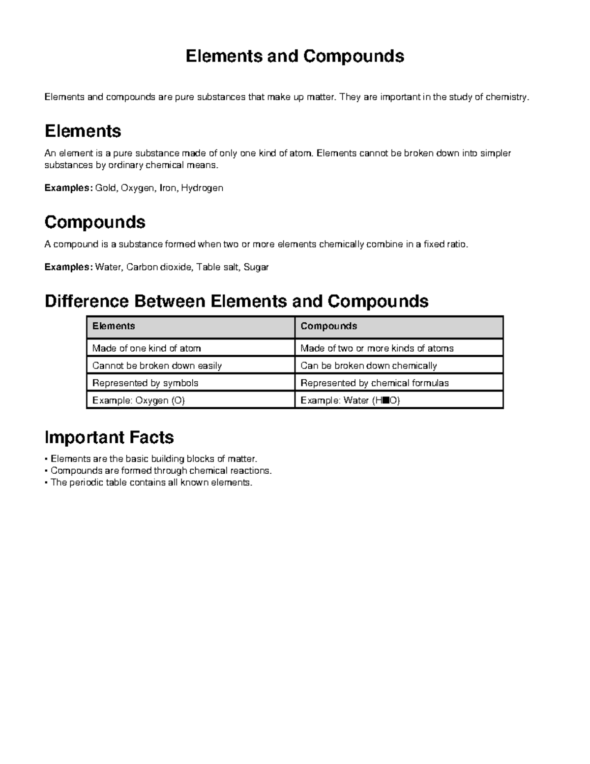 Chemistry 101: Elements and Compounds Overview - Studocu