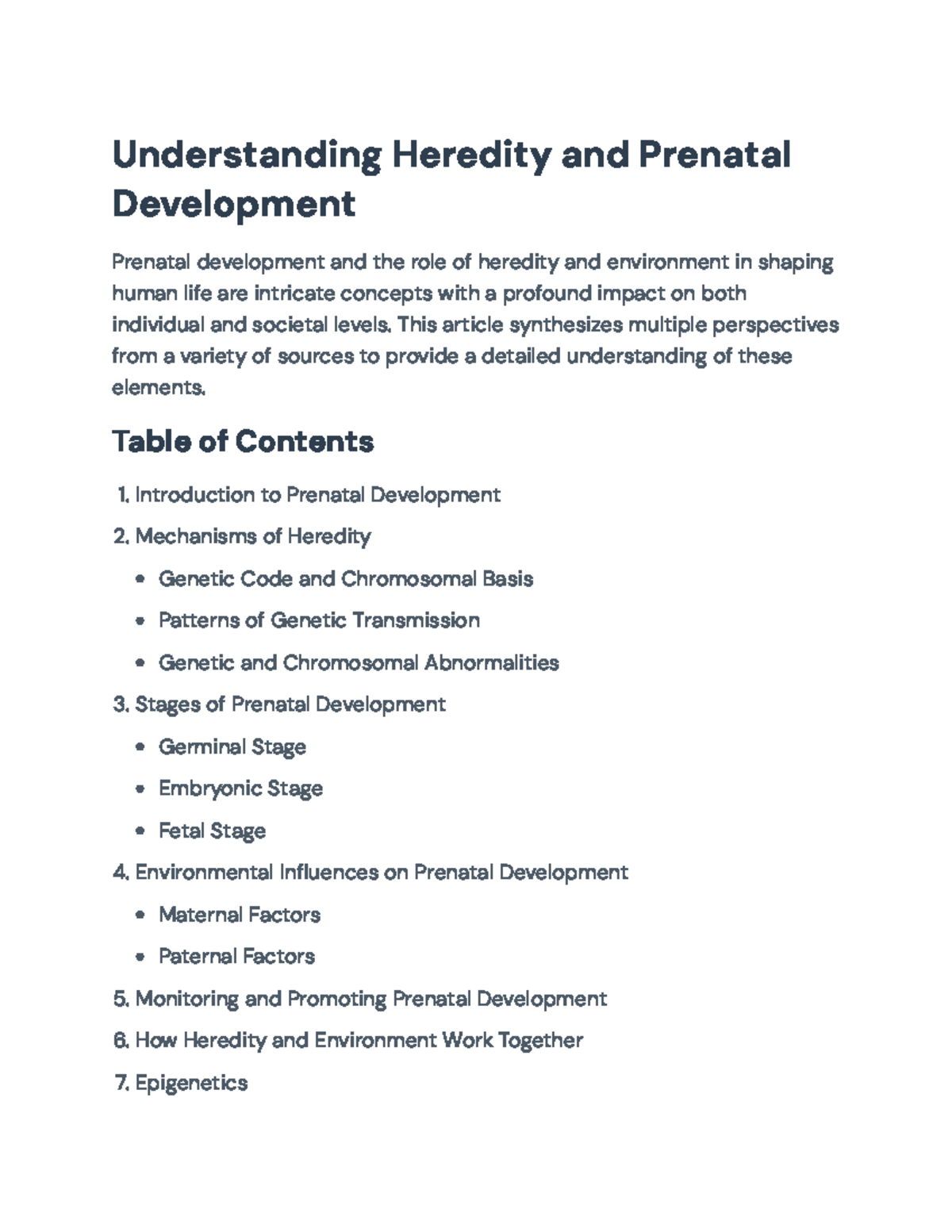 Understanding Heredity and Prenatal Development: A Comprehensive ...