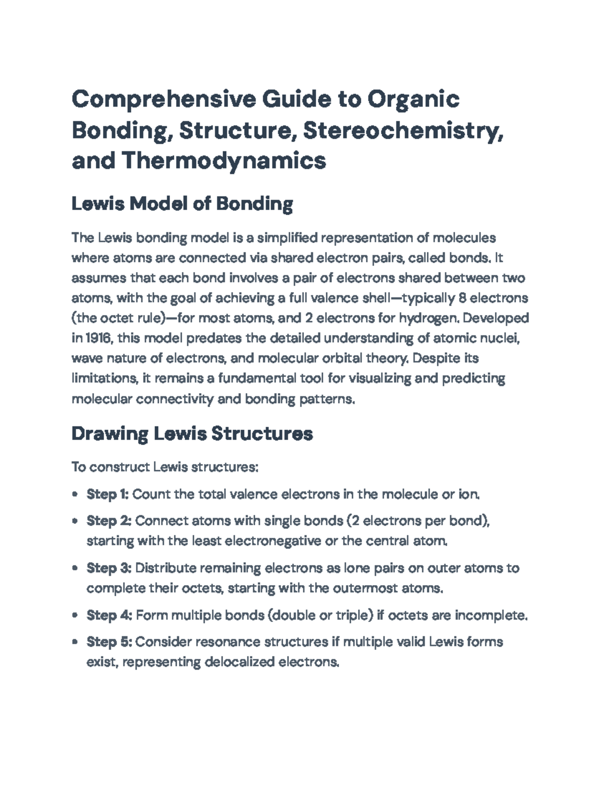 Comprehensive Guide to Organic Chemistry: Bonding, Structures, and ...
