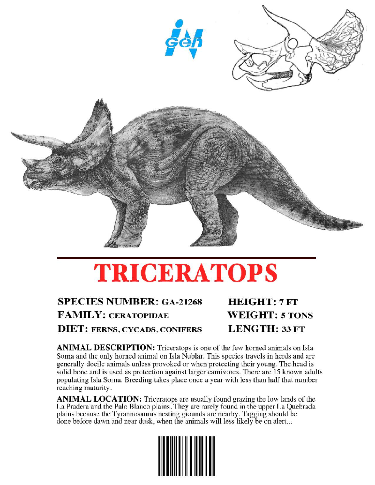 TRICERATOPS Species Overview: Habitat, Behavior & Characteristics - Studocu