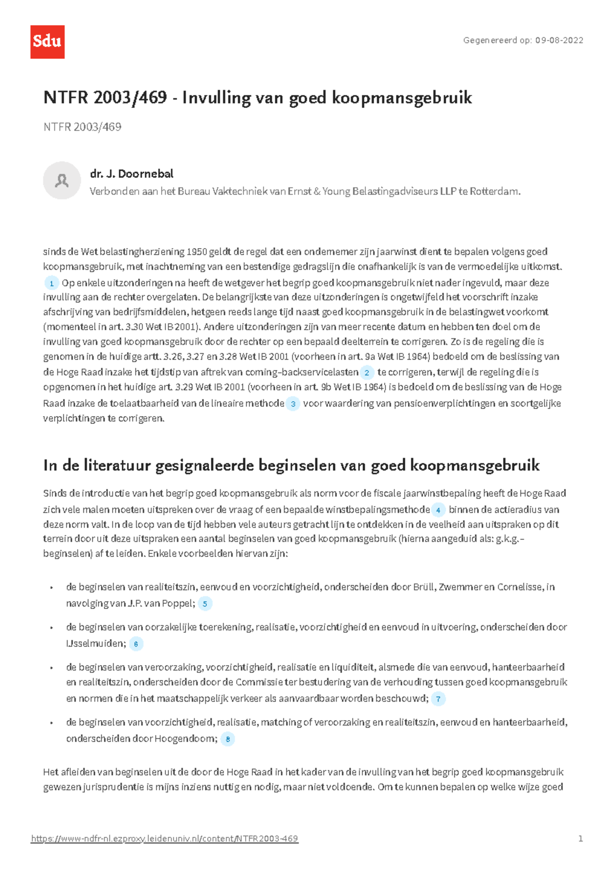 NTFR - Invulling van Goed Koopmansgebruik: Jurisprudentie en Beginselen ...