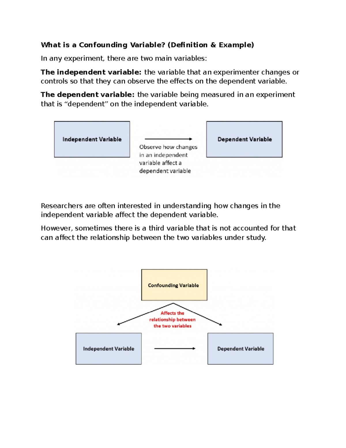 Understanding Confounding Variables: Definition & Examples - Studocu