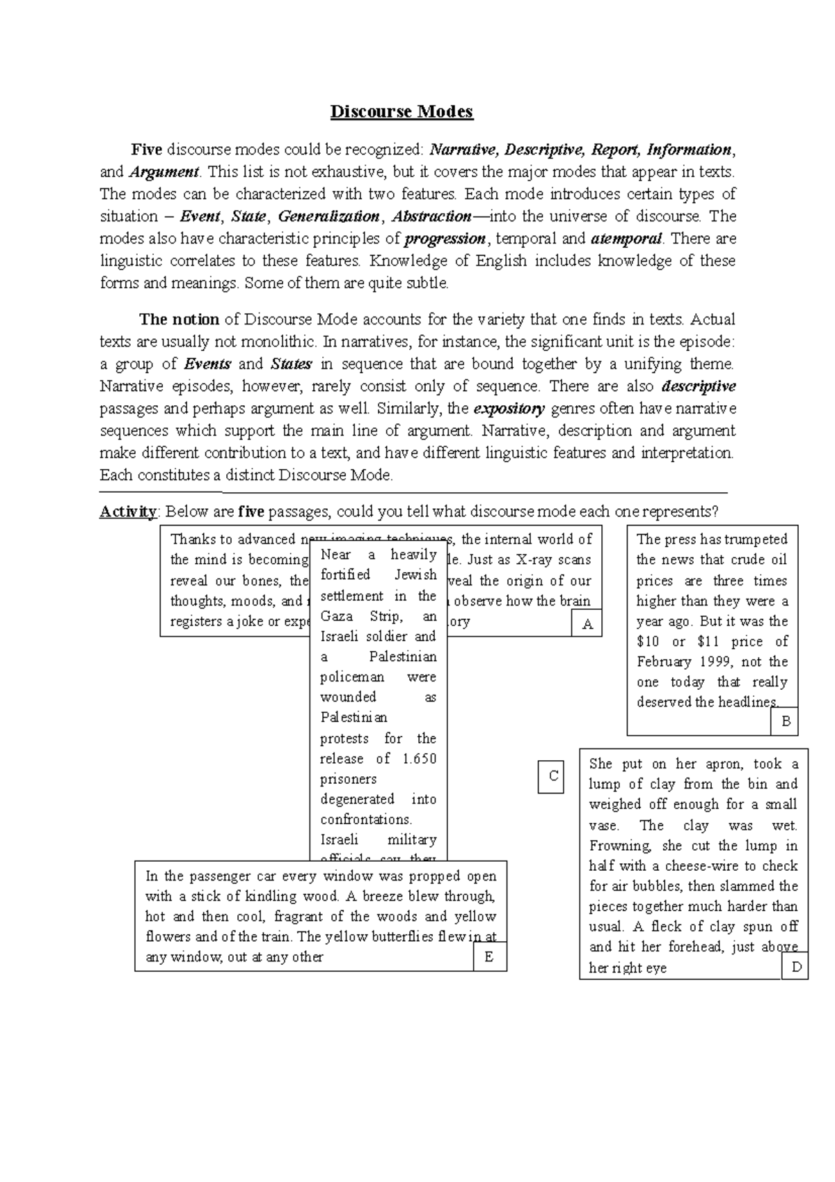 Discourse Modes: Exploring Narrative, Descriptive, Report, Info ...