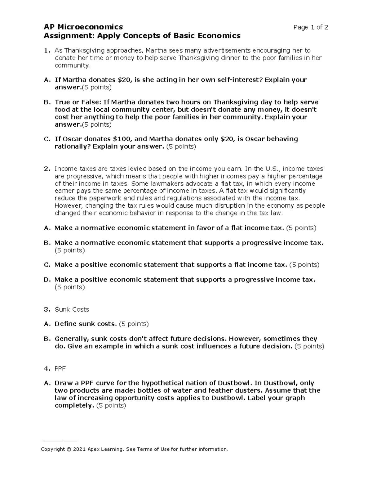 AP Microeconomics Assignment: Applying Basic Economic Concepts - Studocu