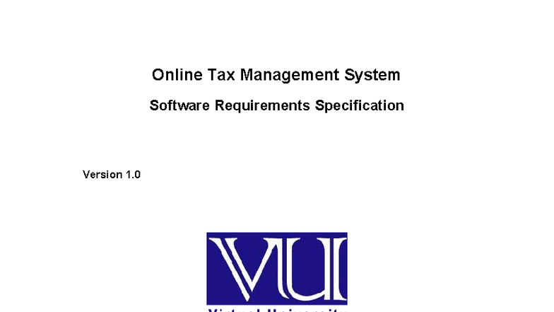 SRS for Online Tax Management System (BC220402358, BC220402395) - Studocu