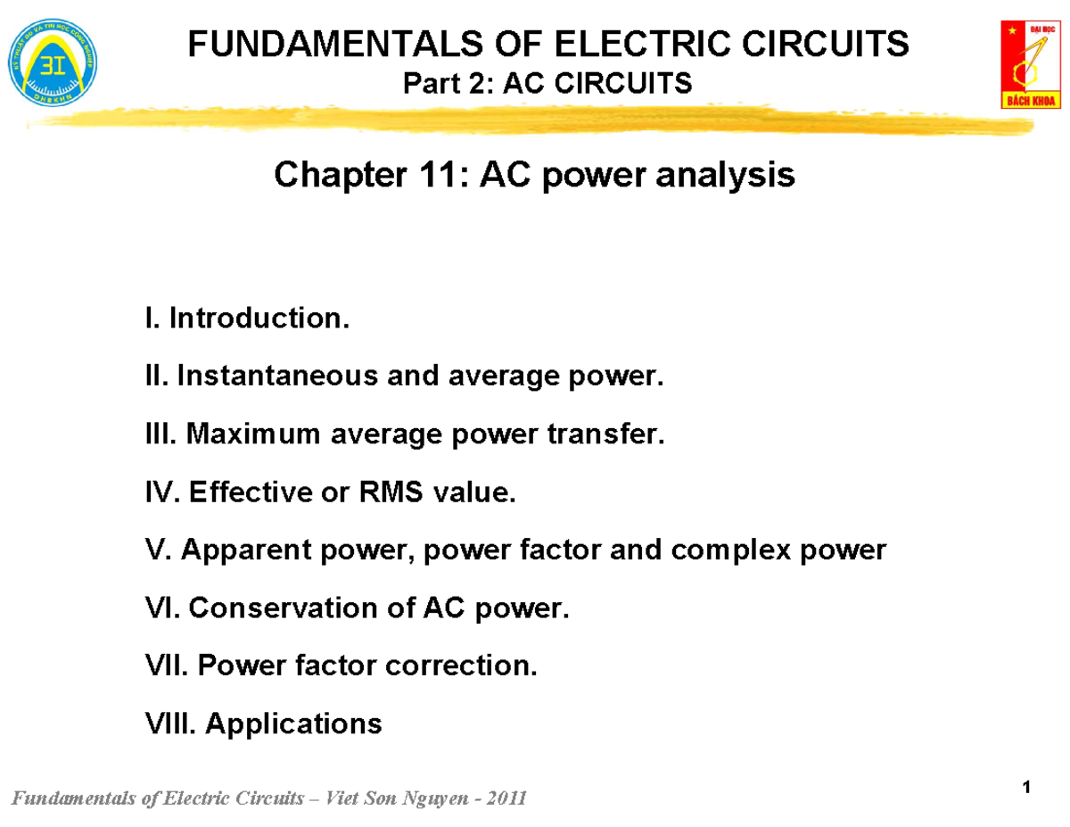 EE3726 - Chapter 11: AC Power Analysis and Key Concepts - Studocu