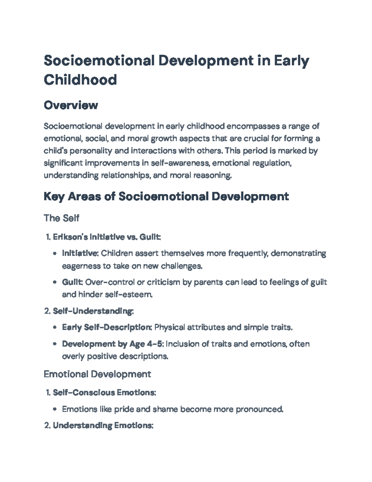 Socioemotional Development in Early Childhood: Key Concepts and ...