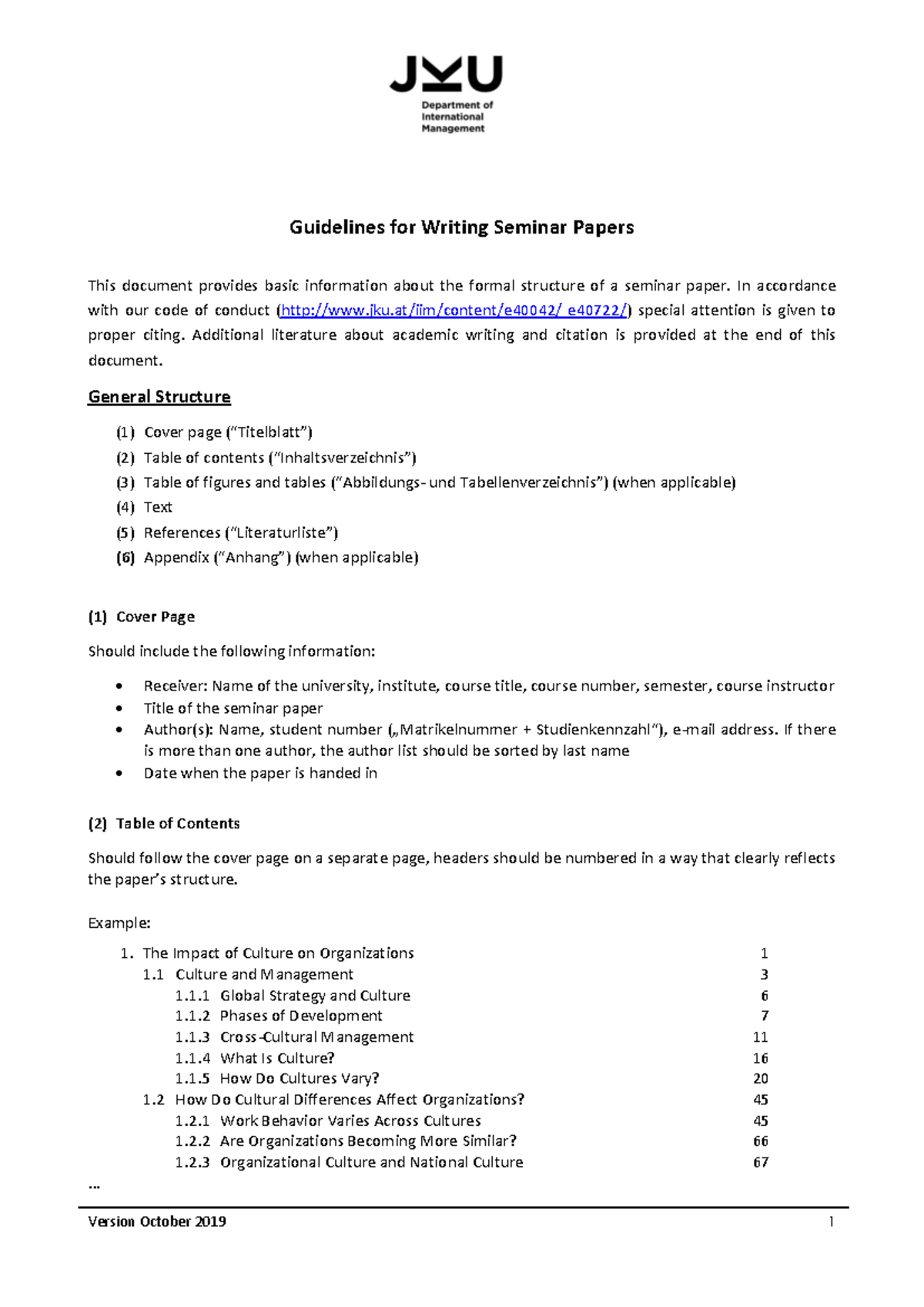 Seminar Paper Guidelines for Course 102019: Academic Writing ...