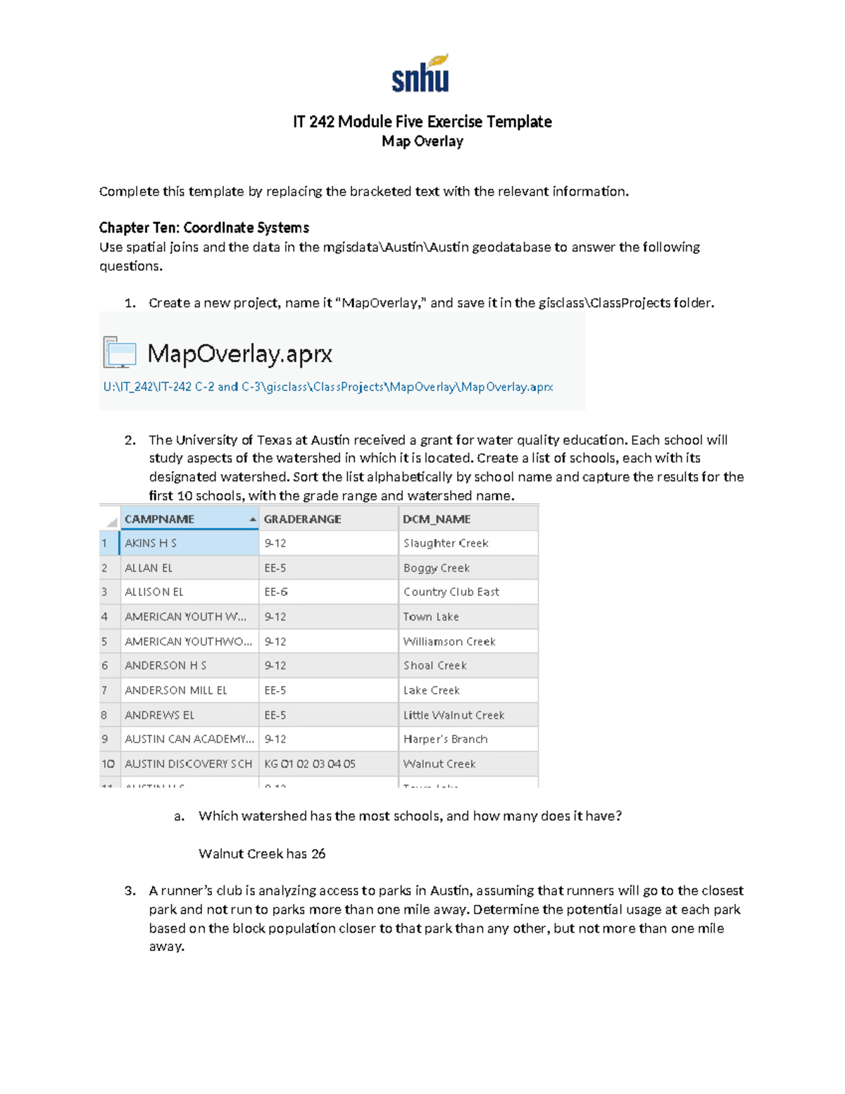 IT 242 Module 5 Exercise Template: Map Overlay Analysis Guide - Studocu