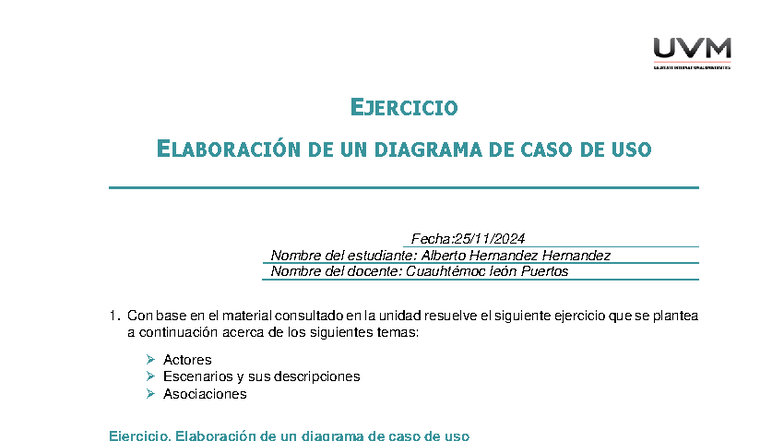 EJERCICIO DIAGRAMA DE CASO DE USO - A2 - Studocu