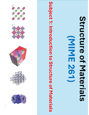 Lecture 2A - Copy - Subject 1: Introduction to Structure of Materials ...