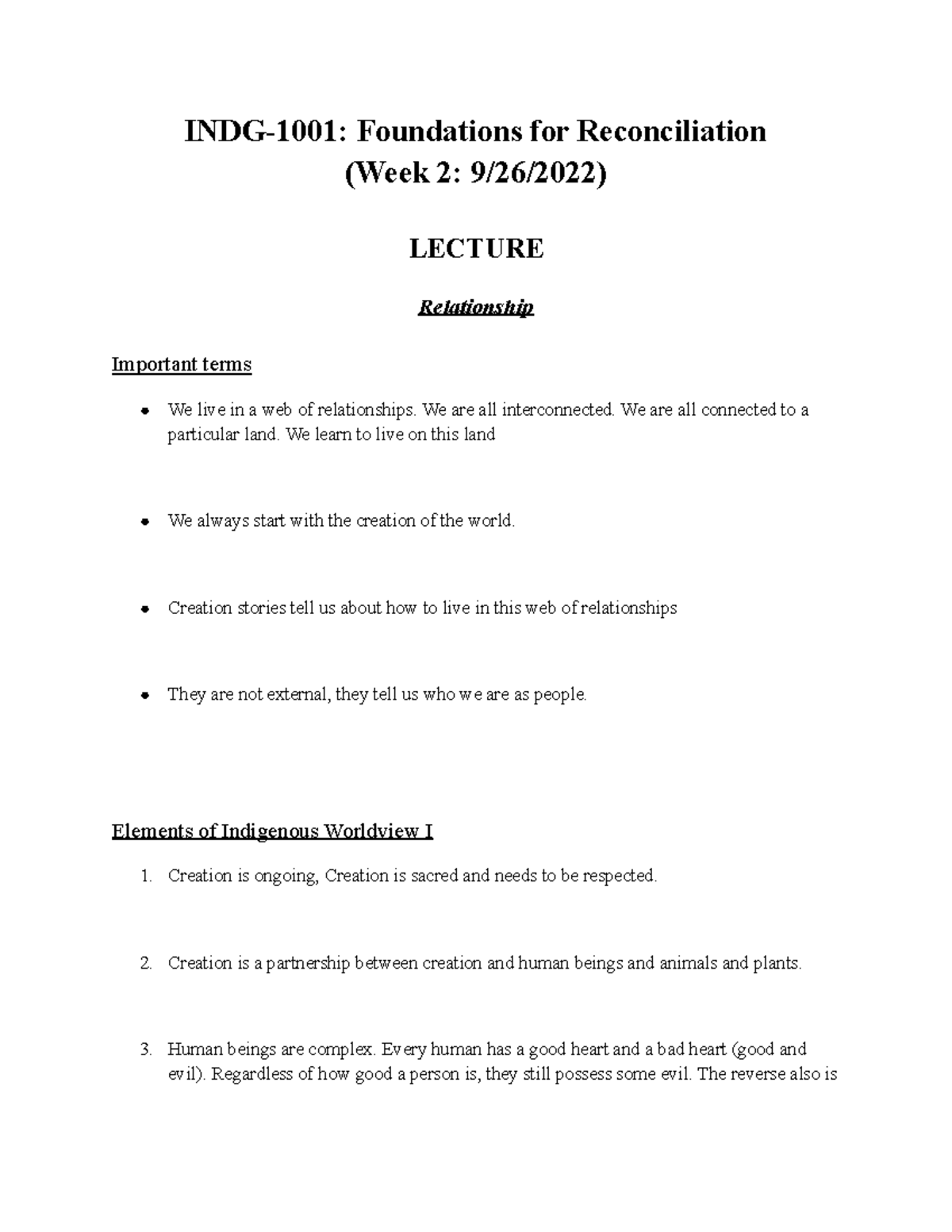 INDG-1001H - Week 3 - Relationship, a lecture presented at Trent for ...