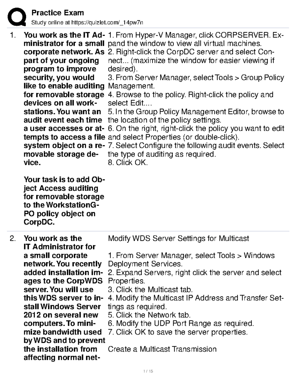 TestOut Server Pro 2016: Network Services & Storage Configurations ...