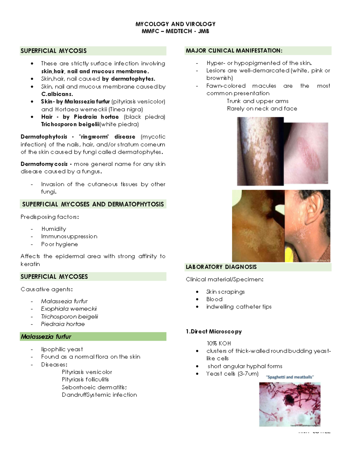 Superficial Mycosis - GOODLUCK - MMFC – MEDTECH - JMB SUPERFICIAL ...