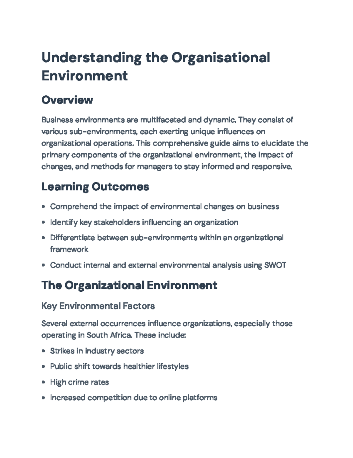 Organizational Environment Analysis: Key Influences & Strategies - Studocu