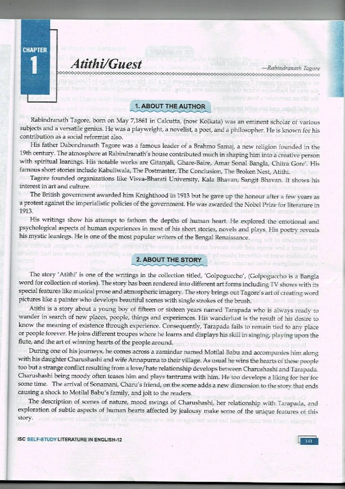 Atithi: A Study of Rabindranath Tagore's Short Story - ISC Literature ...