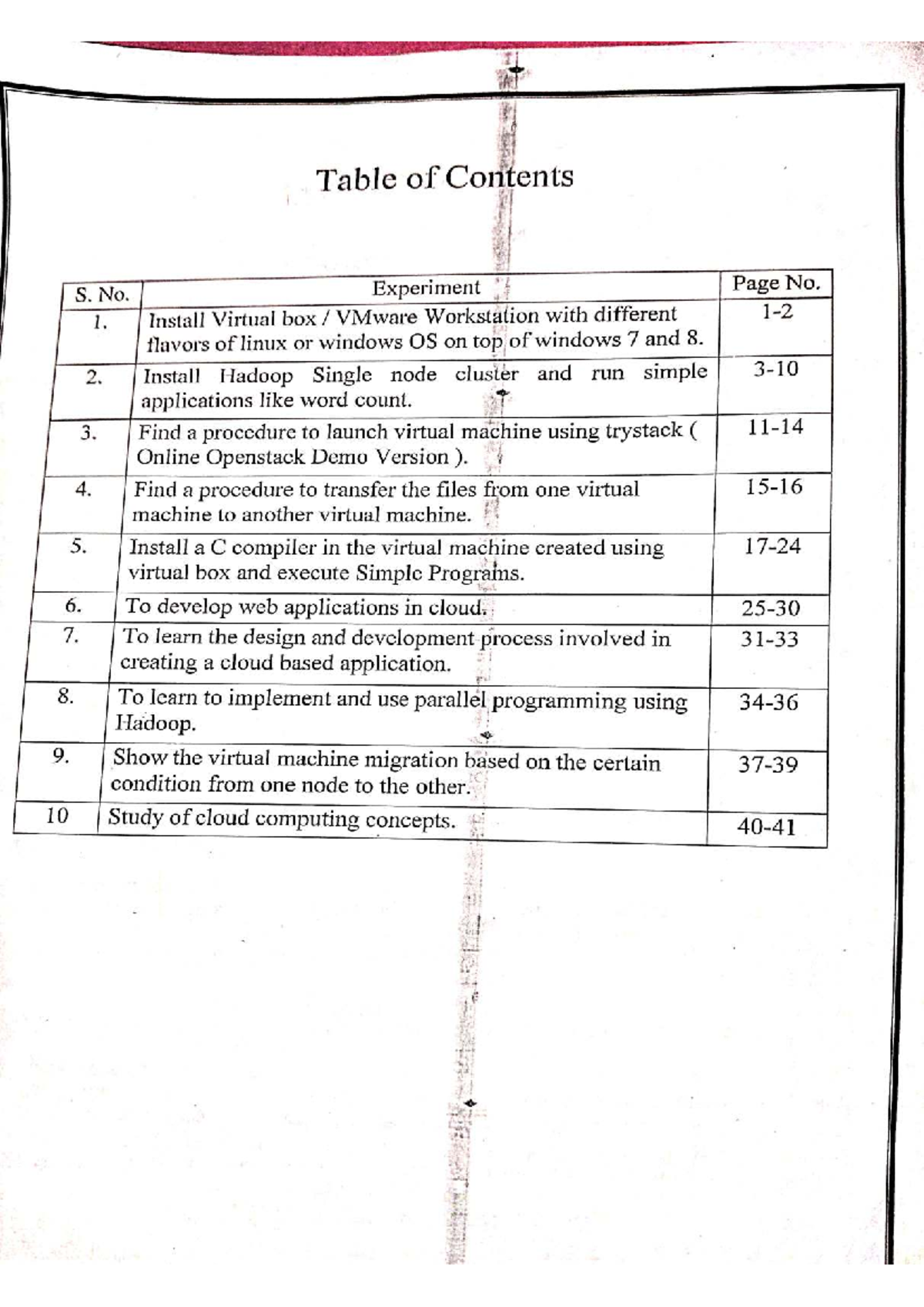 Cloud computing lab experiments list - Table of Contents S. No ...