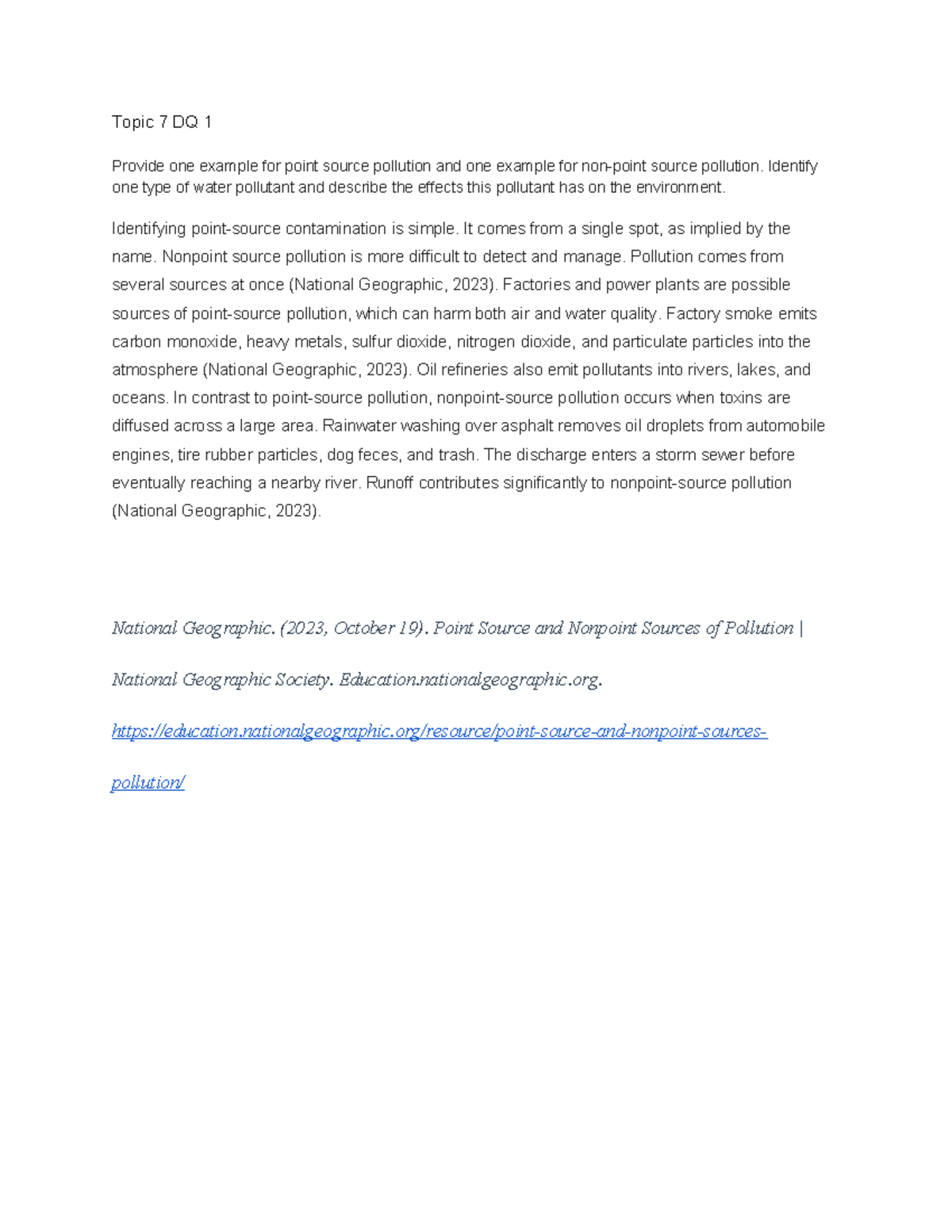 Topic 7 DQ 1: Water Pollution Types in BIO 220 - Studocu