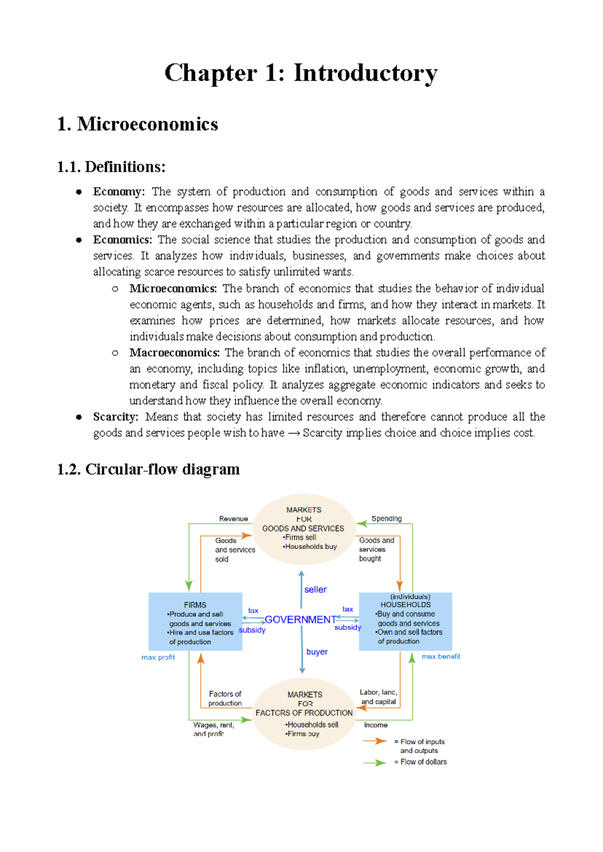 [Microeconomics] Chapter 1: Intro to Key Concepts and Definitions - Studocu