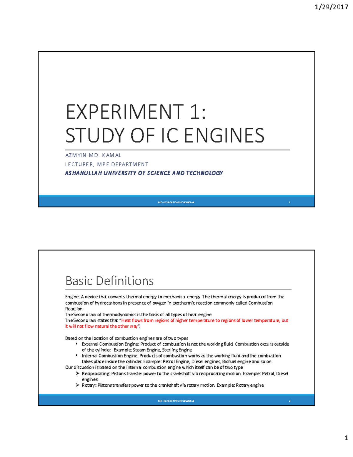 Performance Study of IC Engines - ME 4102 Sessional Report - Studocu