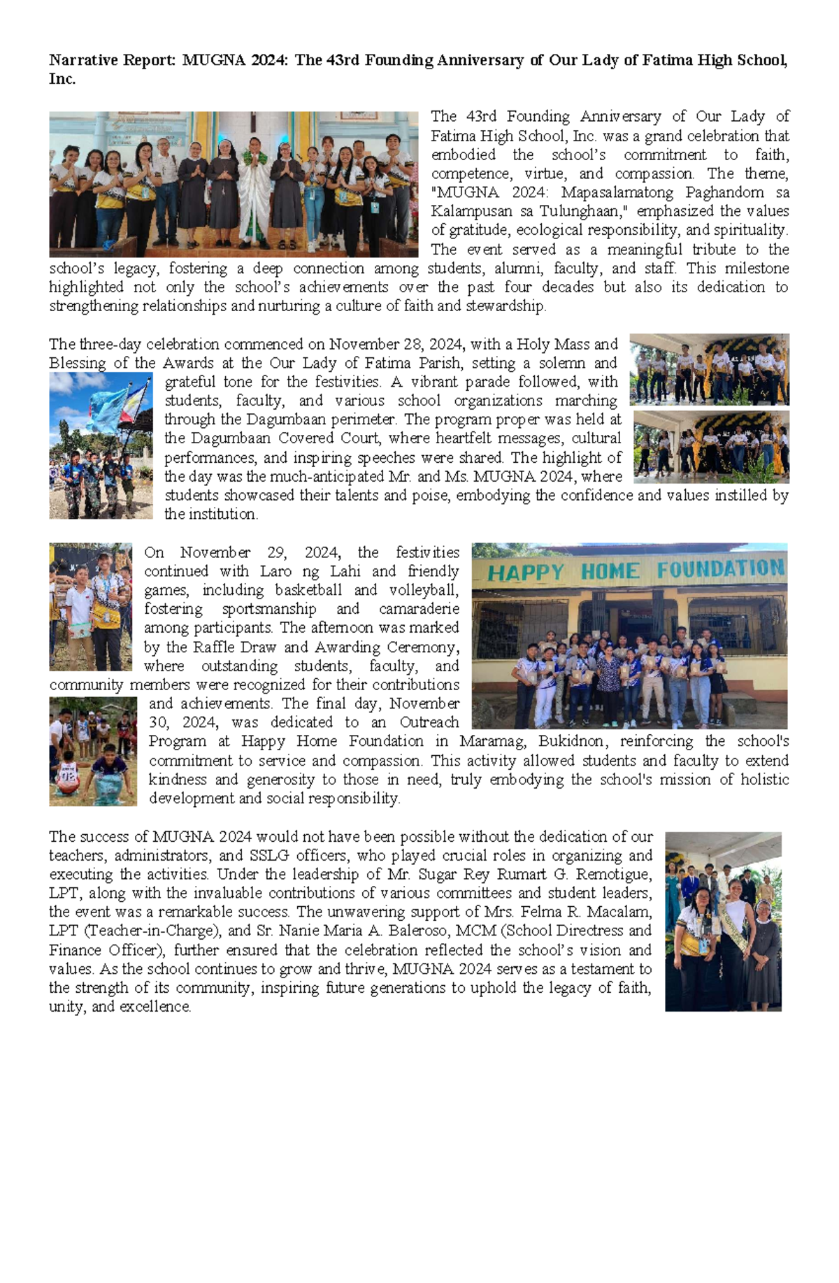 Narrative Report Second BOT Meeting - Narrative Report: MUGNA 2024: The ...