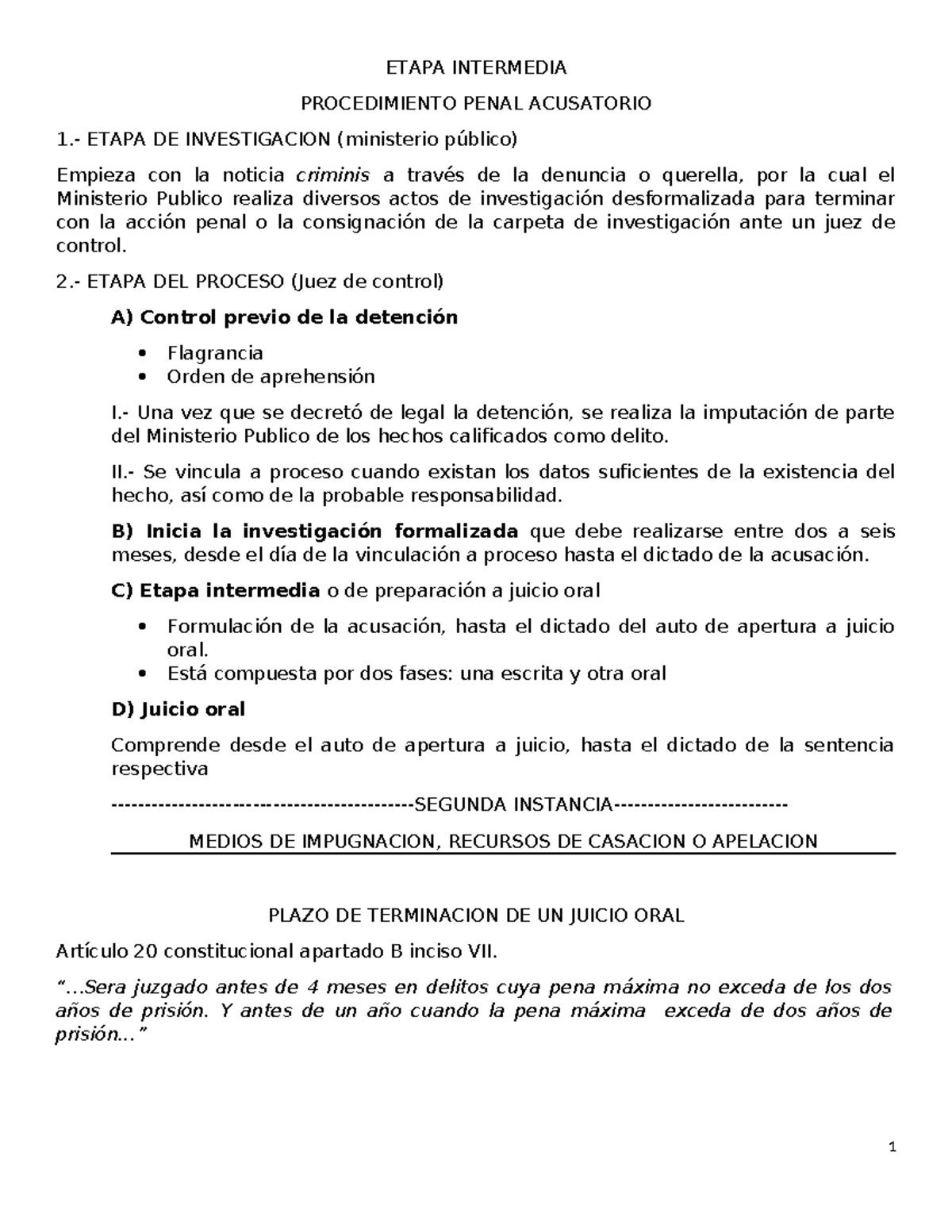 Apuntes de la Etapa Intermedia en el Procedimiento Penal AC-2023 - Studocu