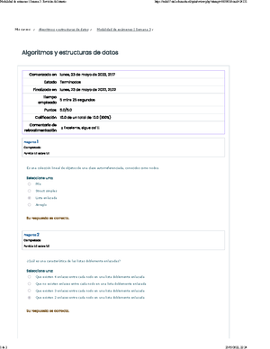 Modalidad de exámenes Semana 1 Revisión del intento - Algoritmos y ...