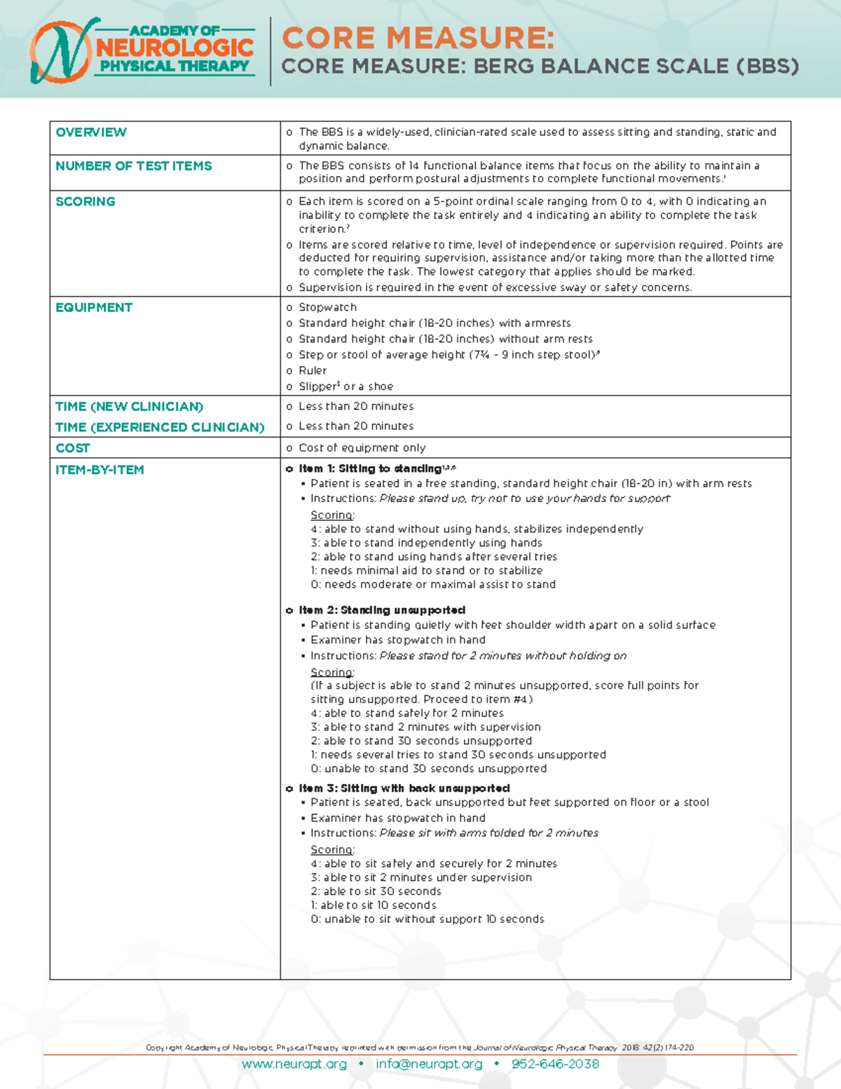 BBS 2 2024 - Comprehensive Overview of Berg Balance Scale (BBS) - Studocu