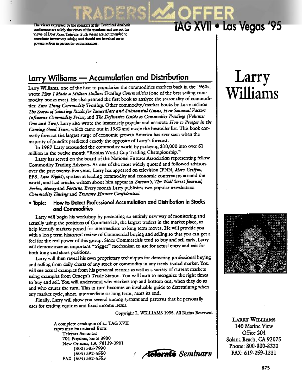 TRADERS OFFER: LARRY WILLIAMS ON ACCUMULATION & DISTRIBUTION - Studocu