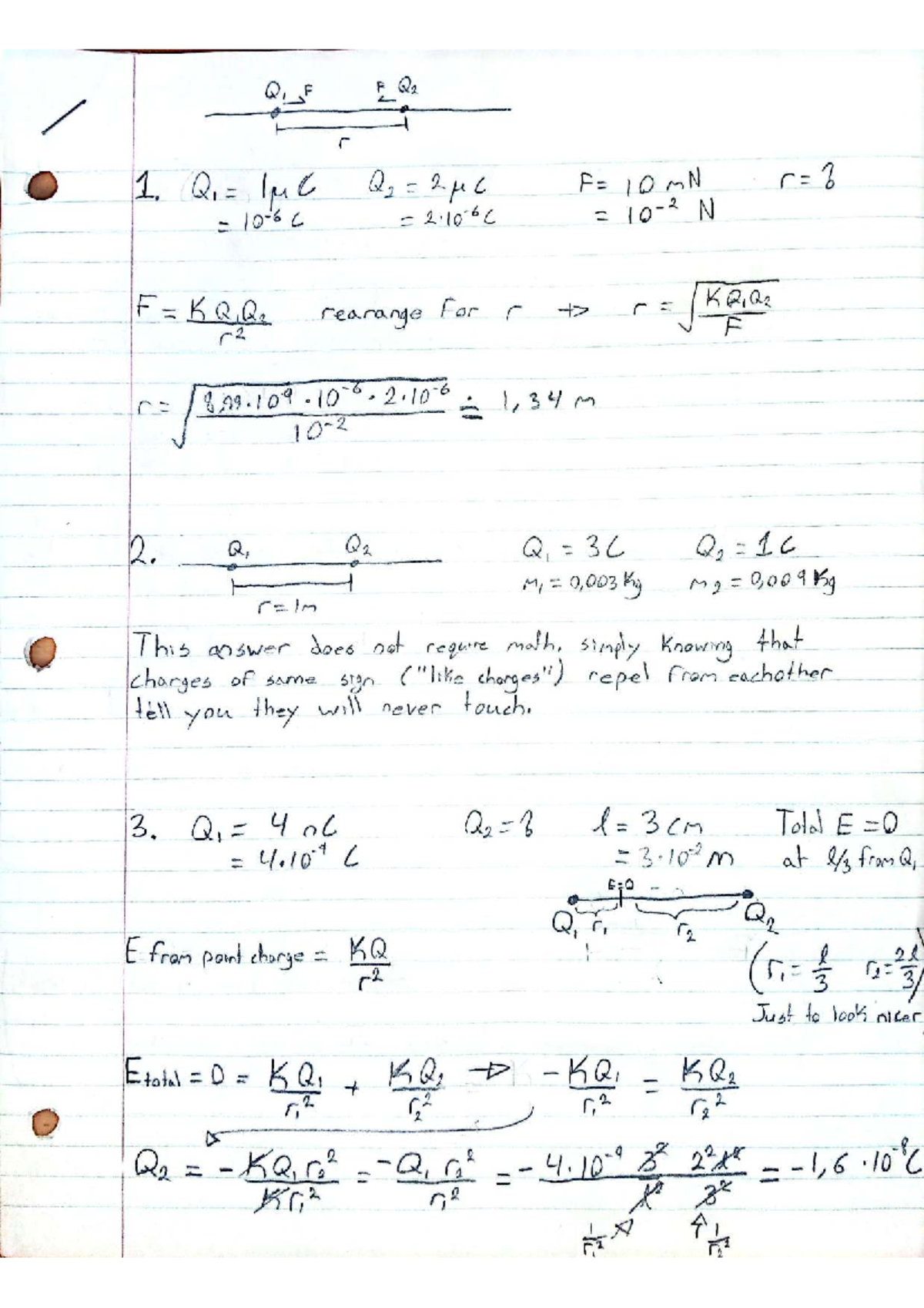 Physclub 1410 Tutorial Corrections: Charge Interactions & Formulas ...