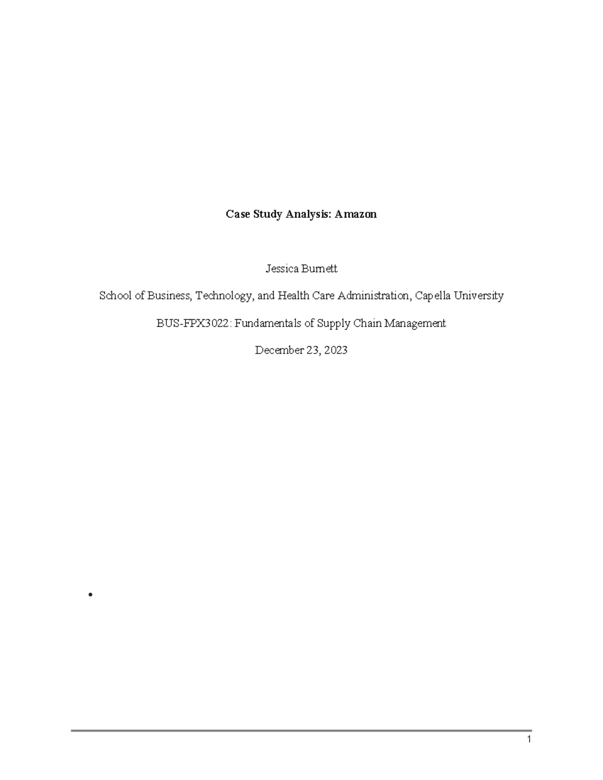 BUS-FPX3022 Case Study Analysis: Amazon's Supply Chain Dynamics - Studocu