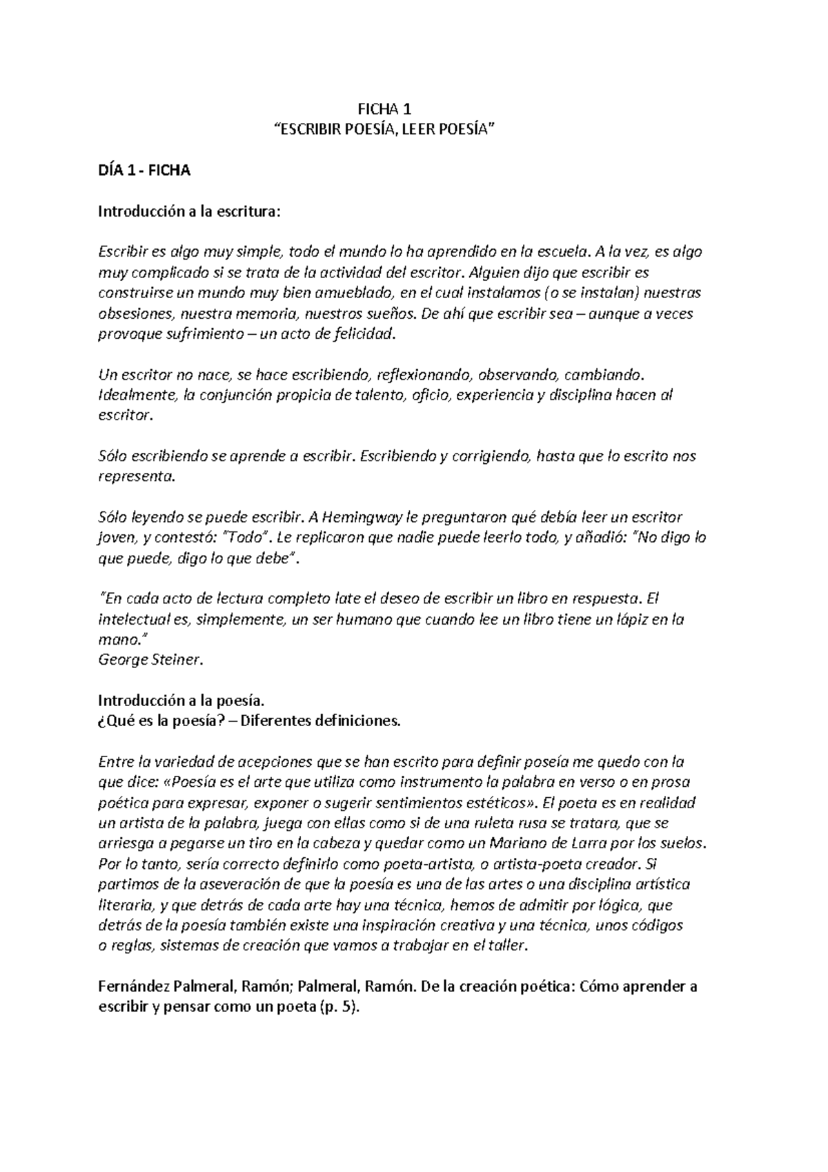 Escribir Poesia - Ayuda a entender la técnica creativa. - FICHA 1 ...