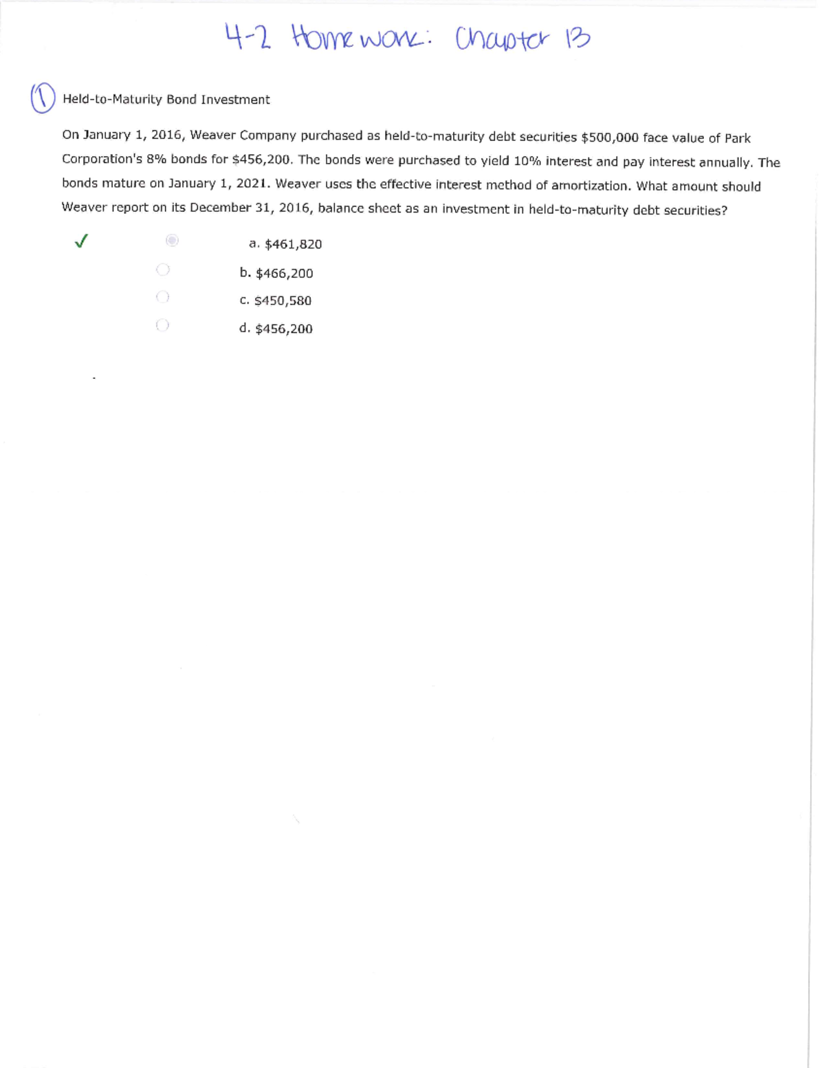 4-2 Homework Chapter 13 - Homework: Chapter 13 Bond Investment On ...