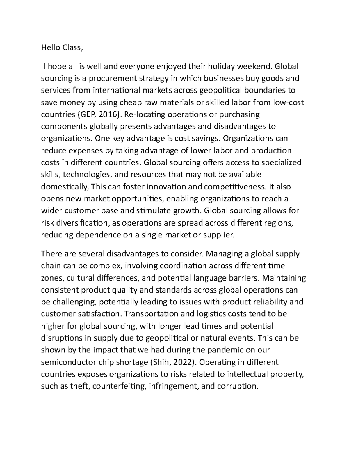 5-1 Discussion: Analyzing the Pros and Cons of Globalization - Studocu