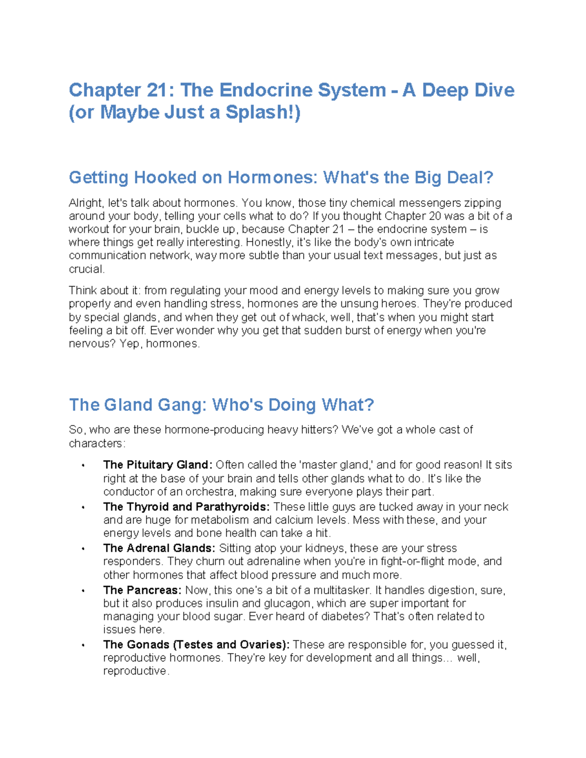 Anatomy & Physiology: Chapter 21 Review on the Endocrine System - Studocu