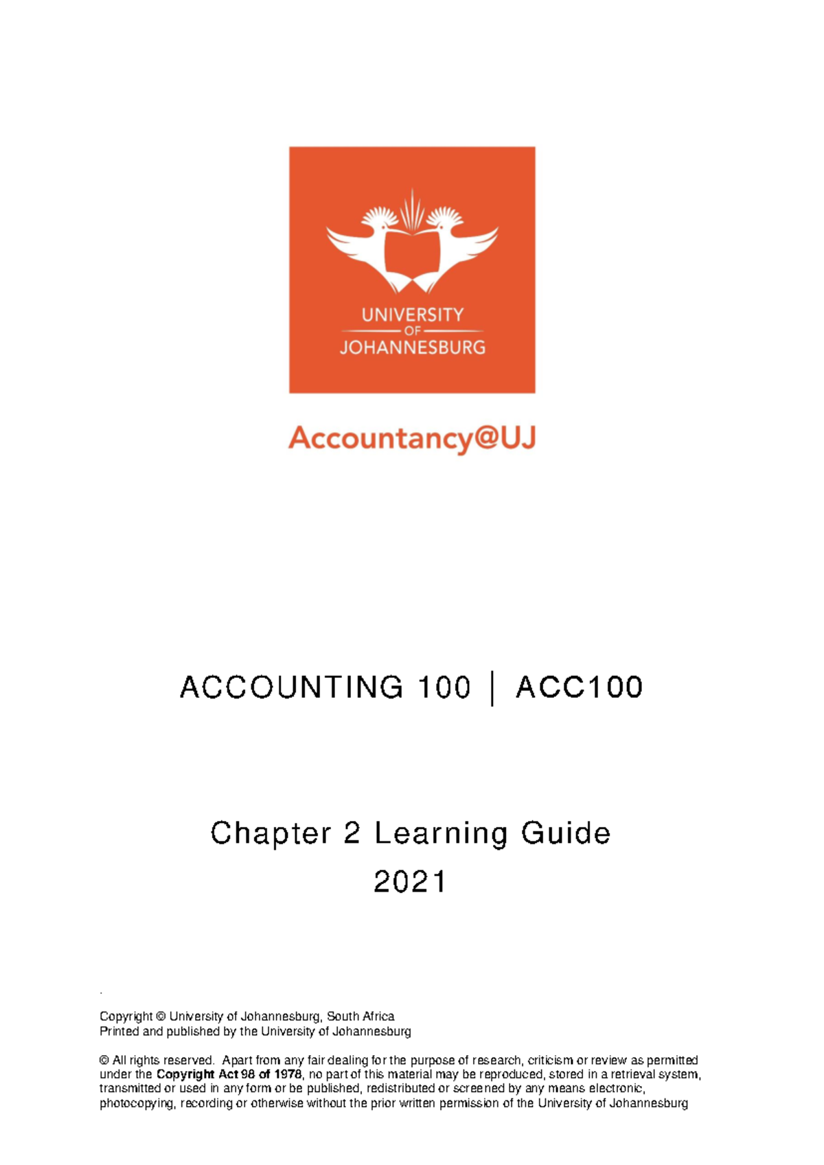 ACC100 Chapter 2 Learning Guide: Financial Statements & Accounting ...