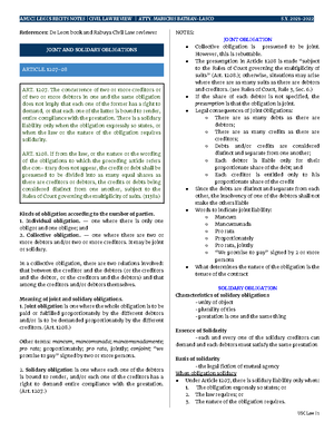 Oblicon - notes - OBLIGATION AND CONTRACTS A. NATURE AND EFFECT OF ...