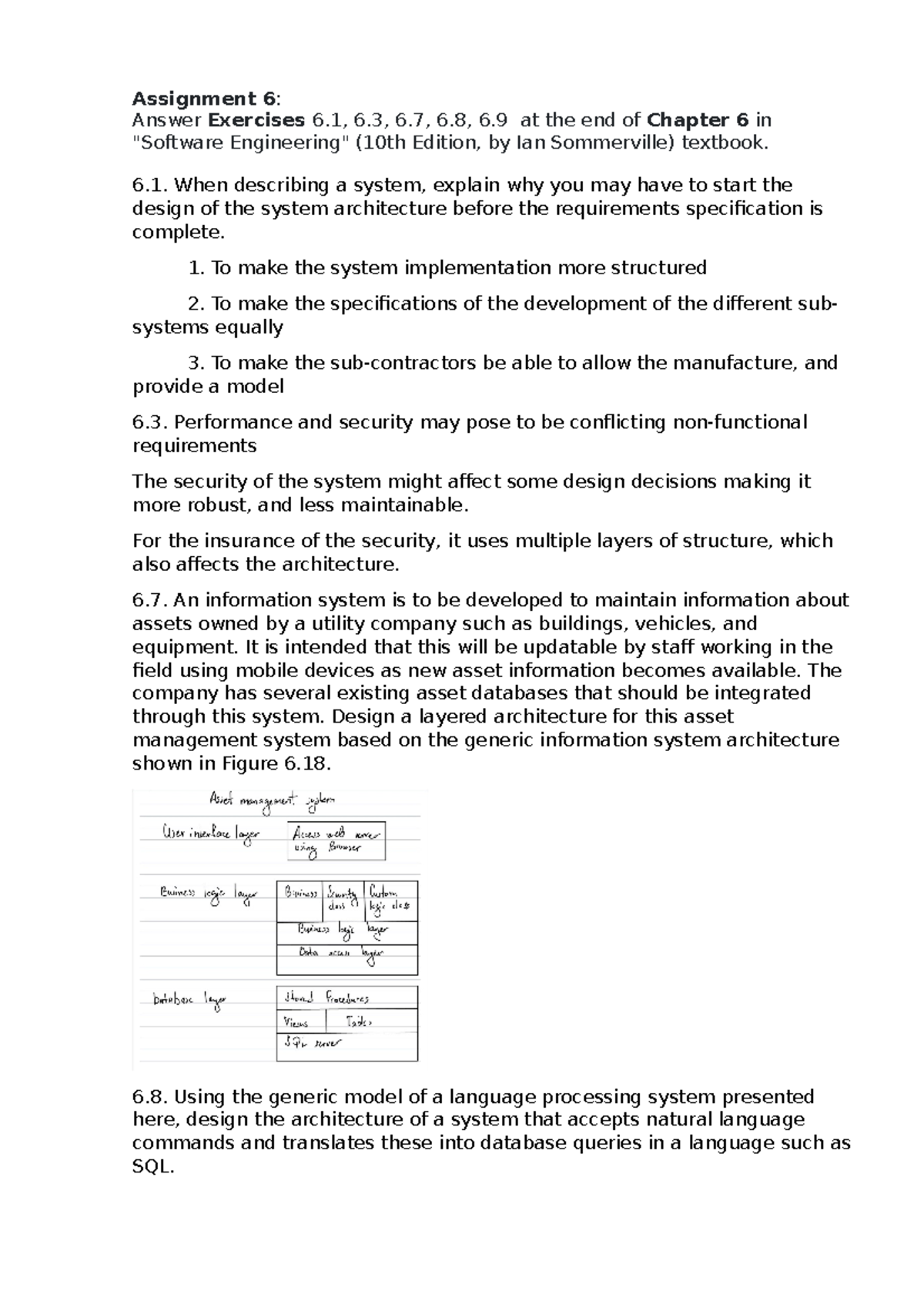 Assignment 6 Solutions: Key Exercises from Software Engineering - Studocu