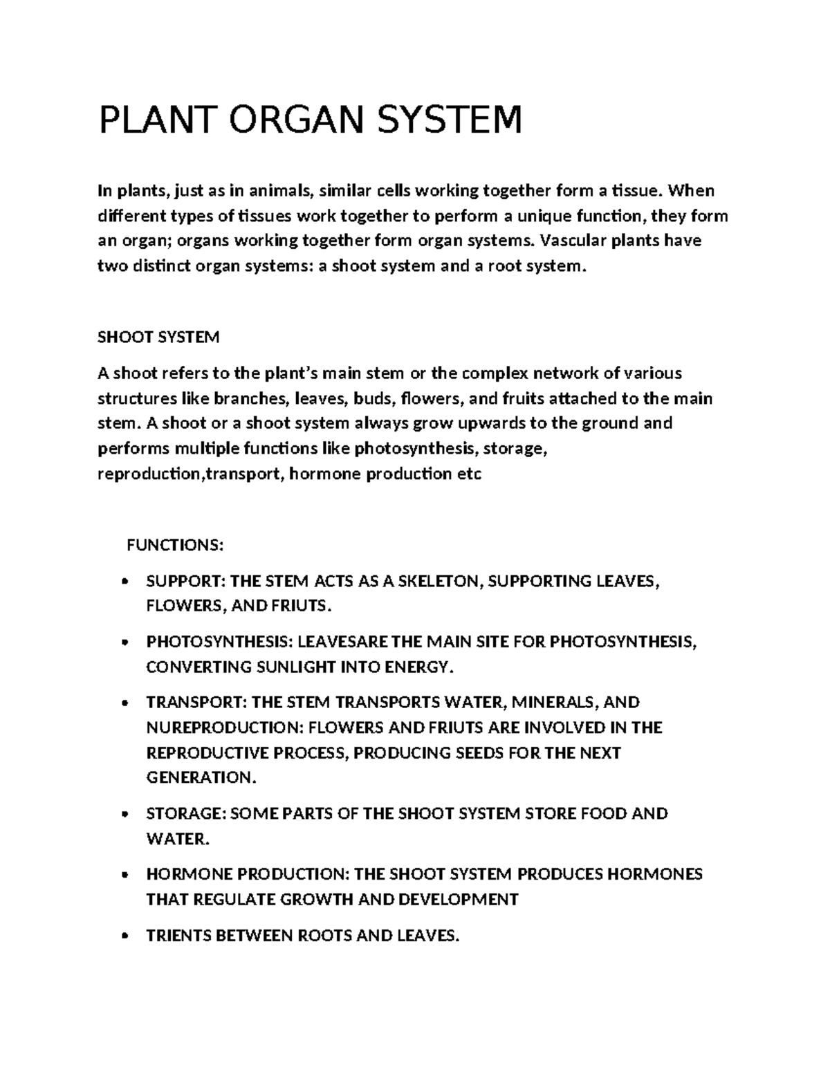 Plant Organ Systems: Functions of Shoot and Root Systems Explained ...