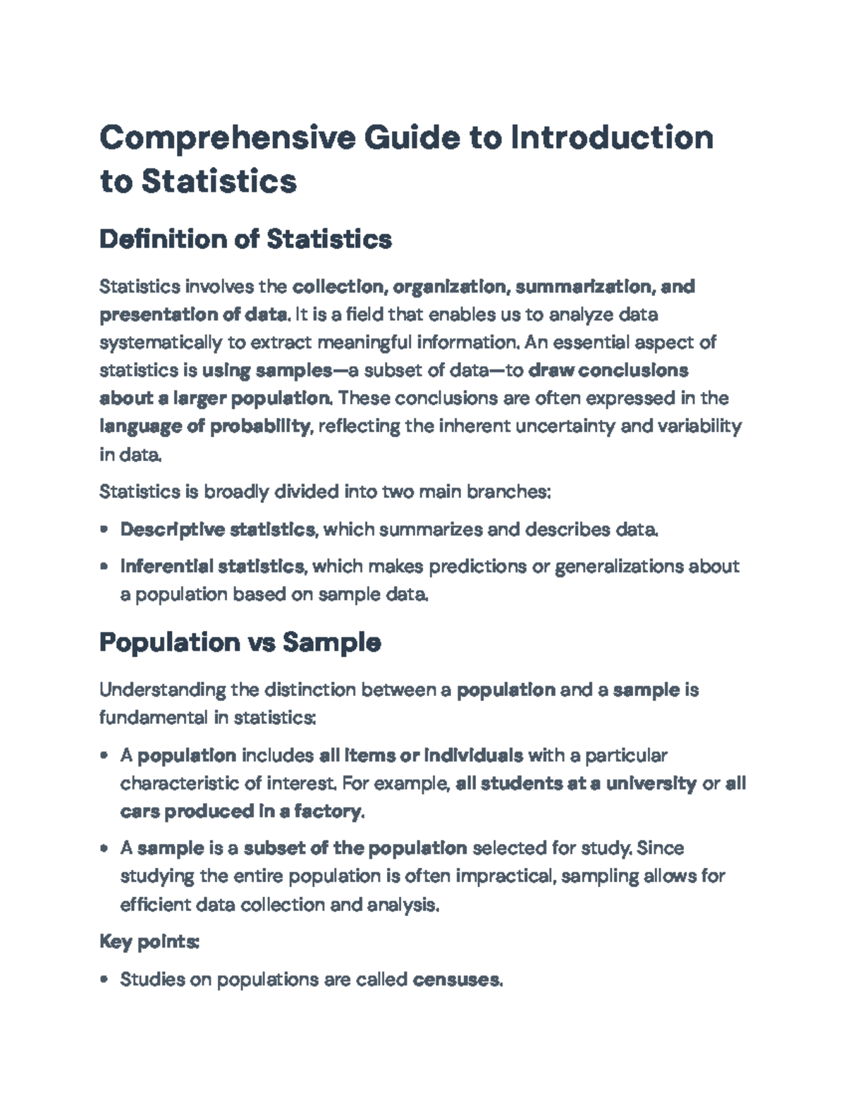 Comprehensive Guide to Statistics (STAT101): Key Concepts & Data Analysis - Studocu